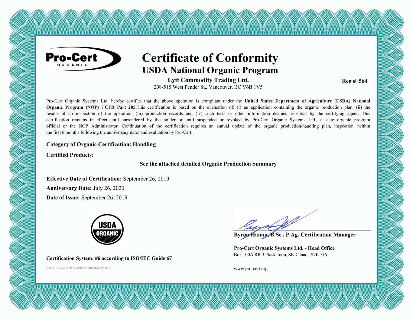 Certifications : Lyft Commodity Trading